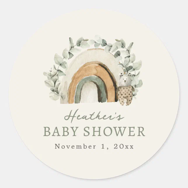 Boho Rainbow Classic Round Sticker | Zazzle