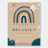 Boho Rainbow Daisy Birthday Welcome Sign | Zazzle