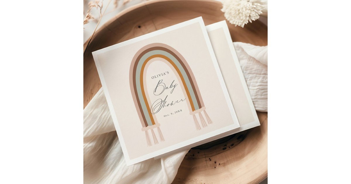 Boho Rainbow Earth Tone Baby Shower Napkins | Zazzle