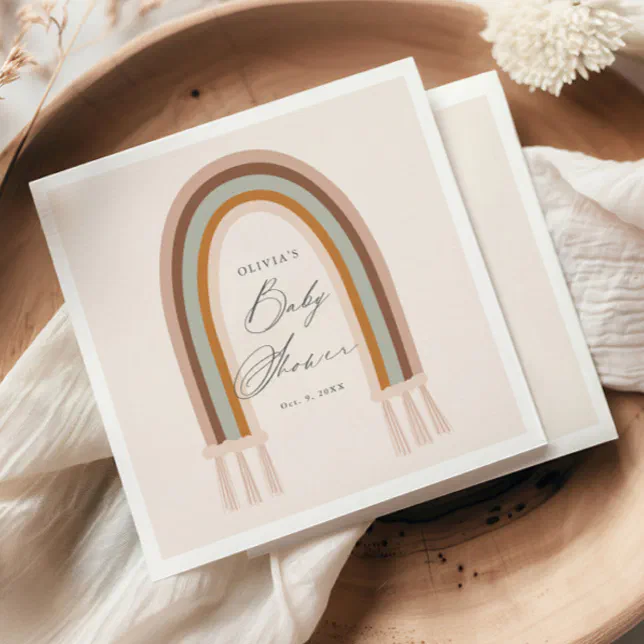 Boho Rainbow Earth Tone Baby Shower Napkins | Zazzle