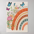 Boho Rainbow Flower Nursery Print Kids Room Poster | Zazzle
