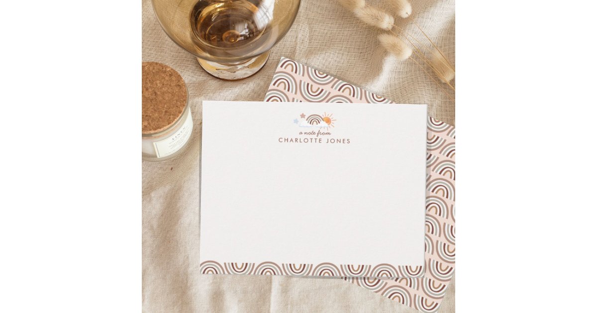 Boho Rainbow Geometric Pattern Kids Stationery Note Card | Zazzle