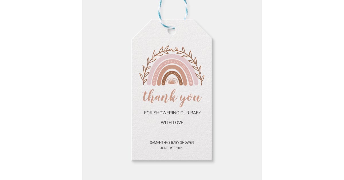 Boho Rainbow Gift Tag, Terracotta Favor Tags | Zazzle