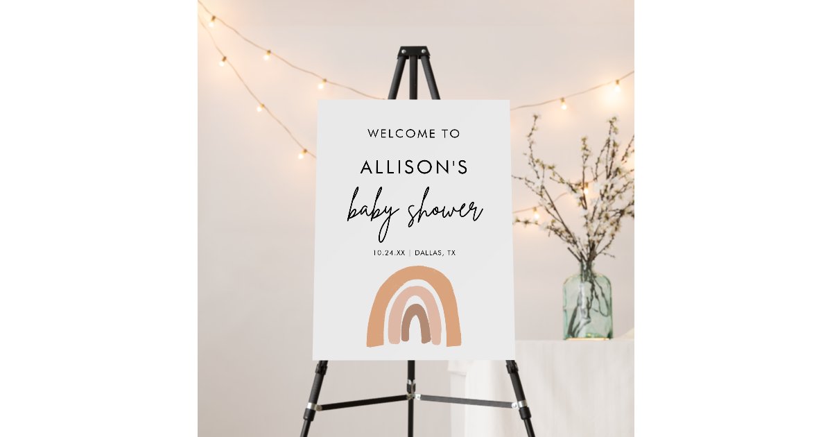 Boho Rainbow Girl Baby Shower Welcome Sign | Zazzle