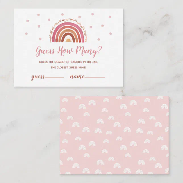Boho Rainbow Guess How Many Candies Game Card | Zazzle