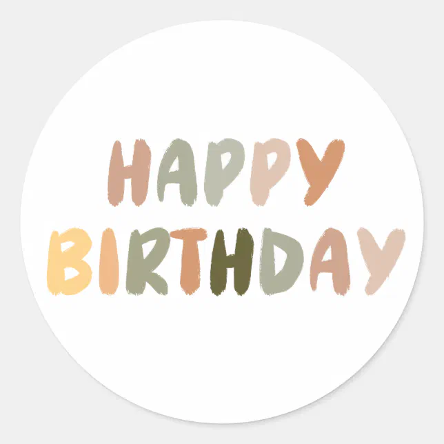Boho Rainbow Handwritten Happy Birthday Classic Round Sticker | Zazzle