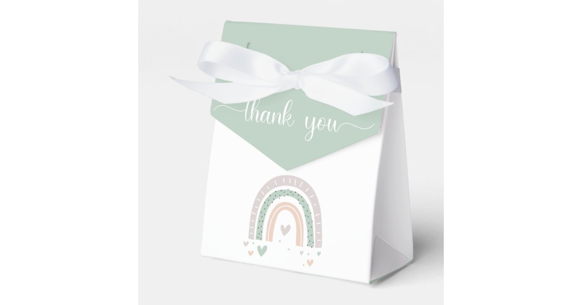 Boho Rainbow Hearts Sage Baby Shower Favor Boxes | Zazzle