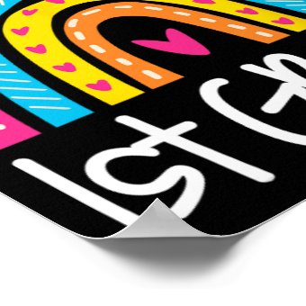 Boho Rainbow Hello 1st Grade First Day School Teac Poster | Zazzle