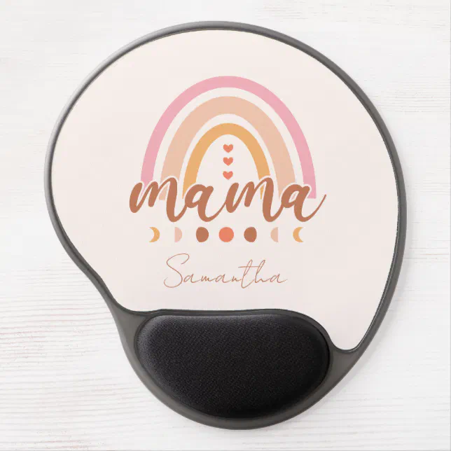 Boho Rainbow Mama with Moon Phases Gel Mouse Pad | Zazzle