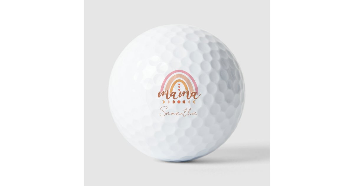 Boho Rainbow Mama with Moon Phases Golf Balls | Zazzle