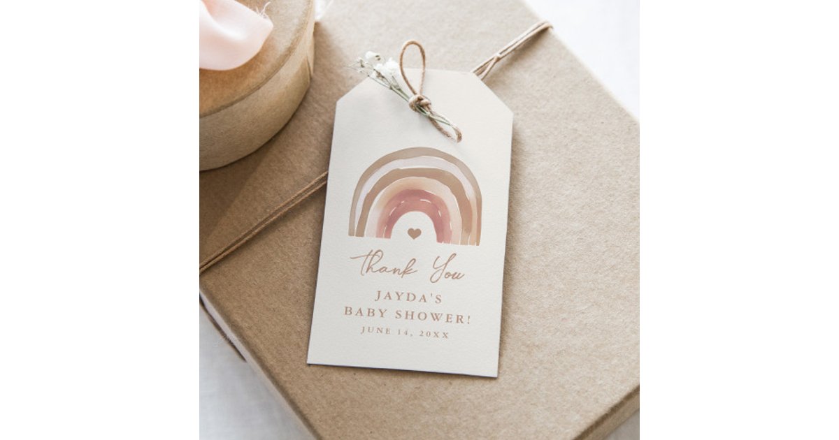 Boho Rainbow Neutral Baby Shower Thank You Favor Gift Tags | Zazzle