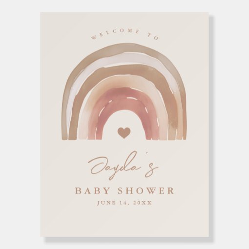 Boho Rainbow Neutral Baby Shower Welcome Foam Board | Zazzle