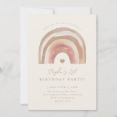 Boho Rainbow Neutral Kids Birthday Party Invitation | Zazzle
