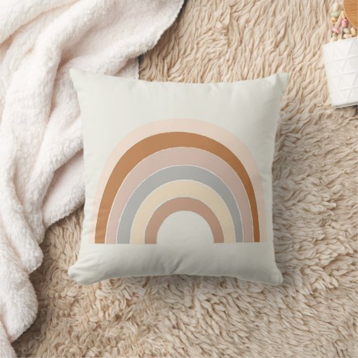 Boho Rainbow nursery pillow in neutrals rust | Zazzle