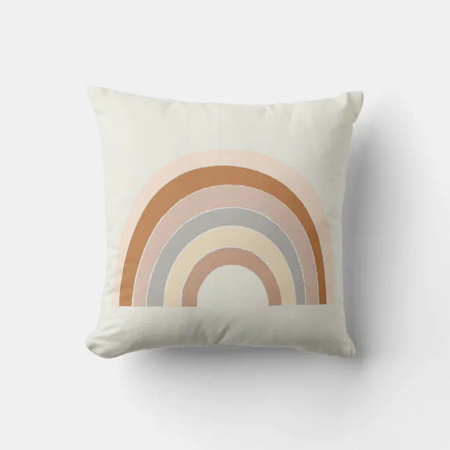 Boho Rainbow nursery pillow in neutrals rust | Zazzle