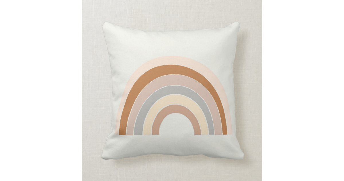 Boho Rainbow nursery pillow in neutrals rust | Zazzle.com