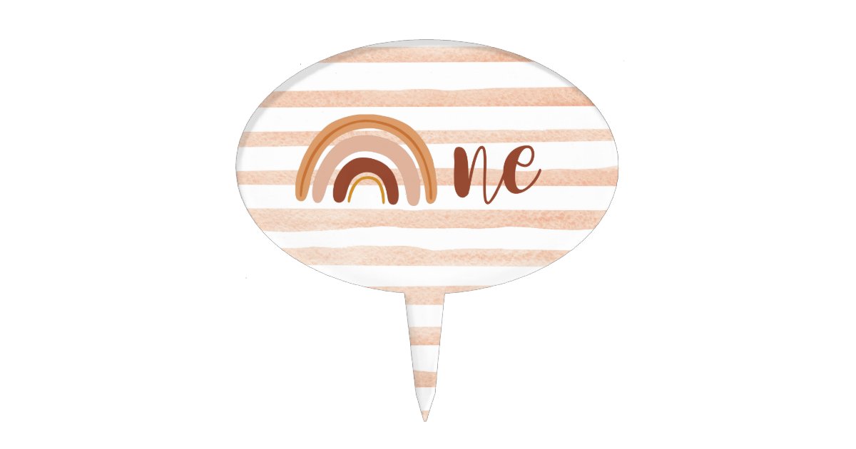 Boho Rainbow One First Birthday Cake Topper | Zazzle