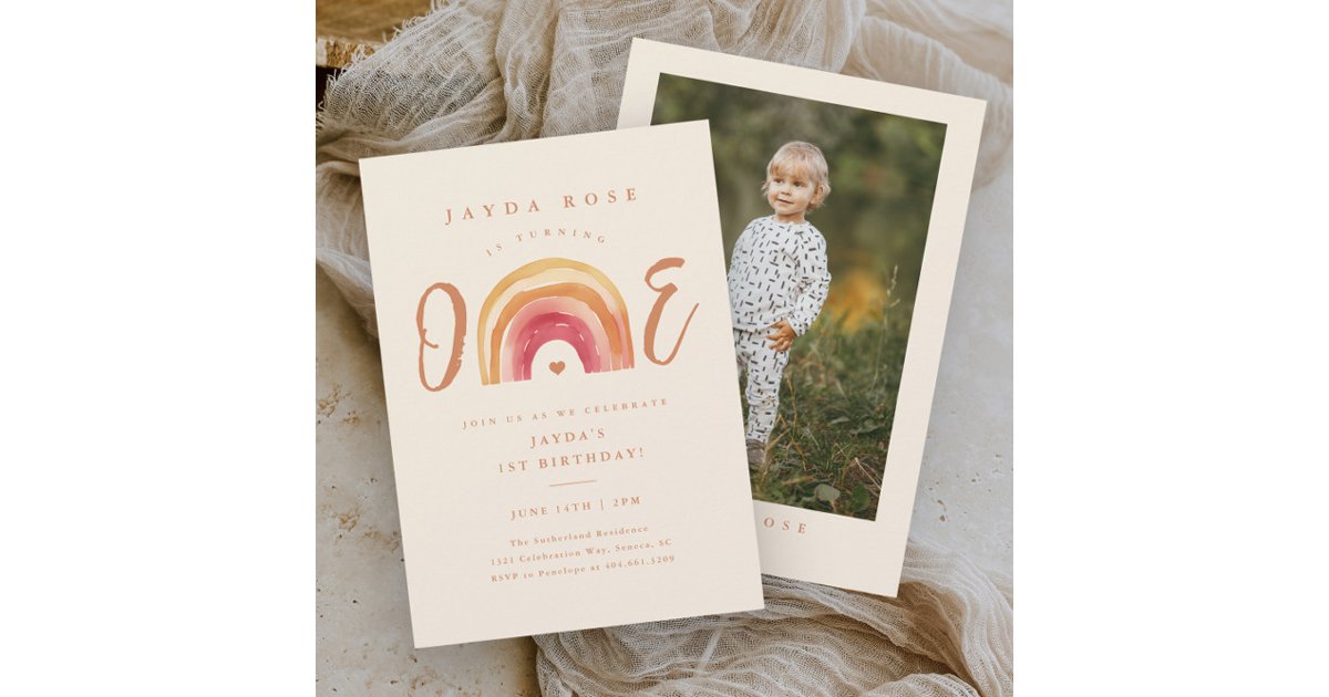 Boho Rainbow One First Birthday Invitation | Zazzle