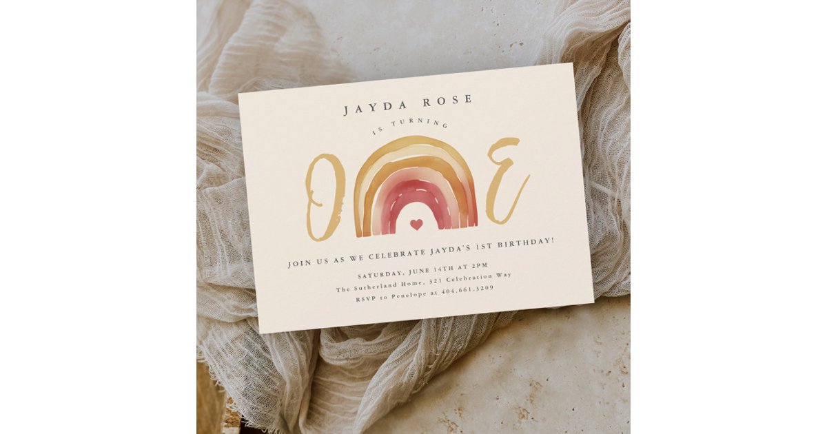 Boho Rainbow One First Birthday Invitation | Zazzle
