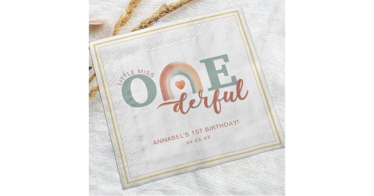 Boho Rainbow Onederful Birthday Napkins – Watercol | Zazzle