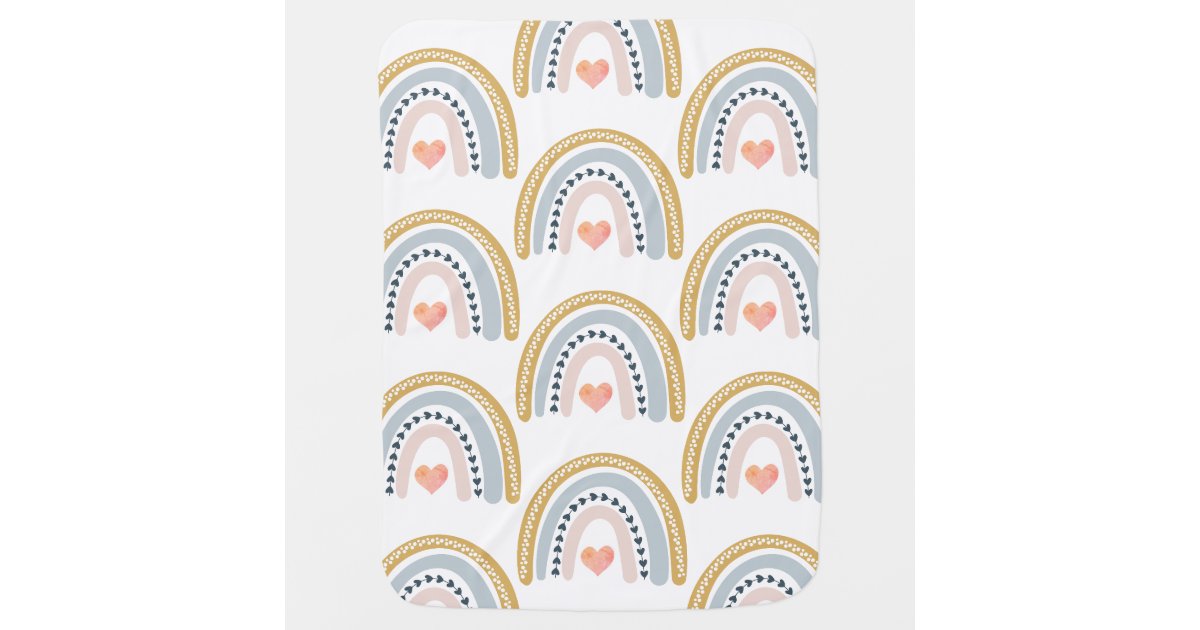 Boho Rainbow Pink Blue Watercolor Rainbow Nursery Baby Blanket | Zazzle