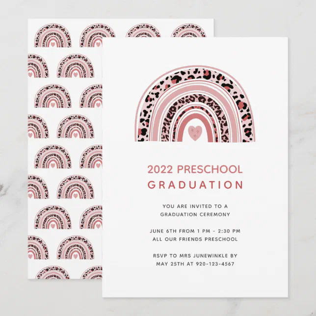 Boho Rainbow Preschool Graduation Invitation | Zazzle