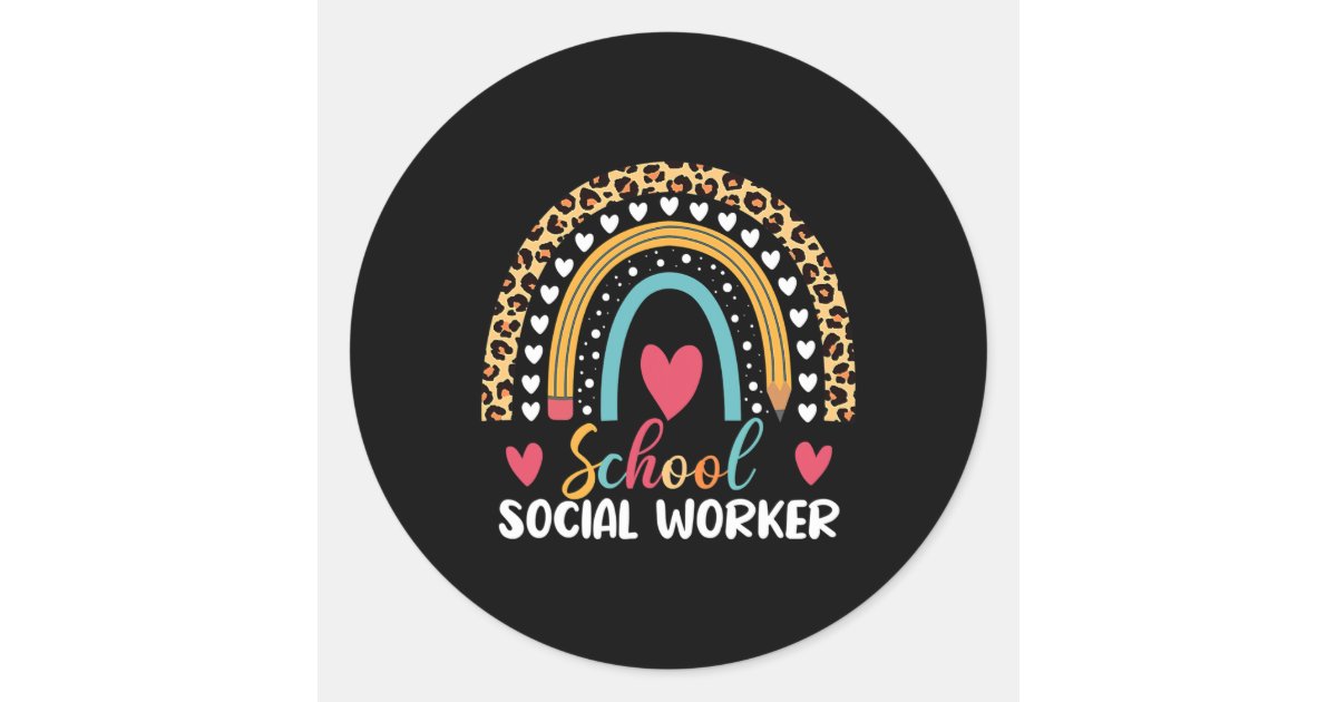 Boho Rainbow School School Social Worker Classic Round Sticker | Zazzle