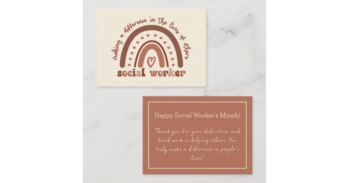 Boho Rainbow Social Worker Appreciation Note Card | Zazzle