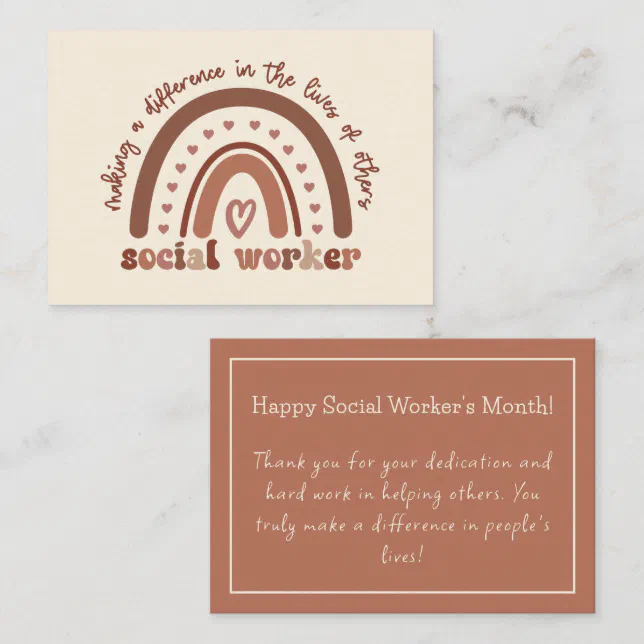 Boho Rainbow Social Worker Appreciation Note Card | Zazzle