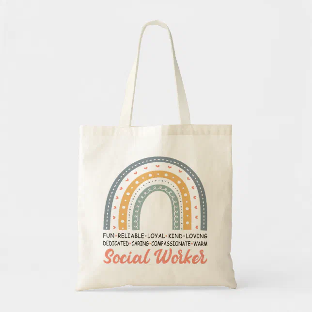Boho Rainbow Social Worker Tote Bag | Zazzle
