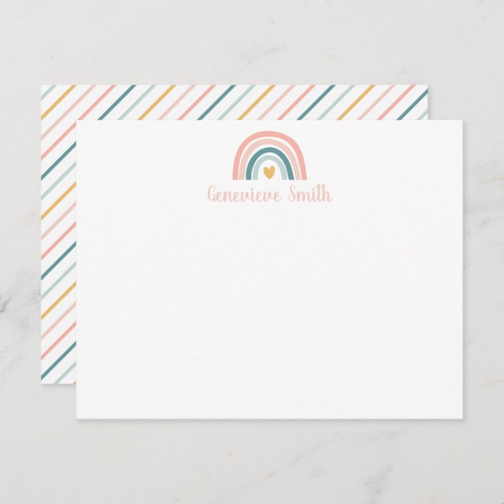 Boho Rainbow Stationery Note Card | Zazzle