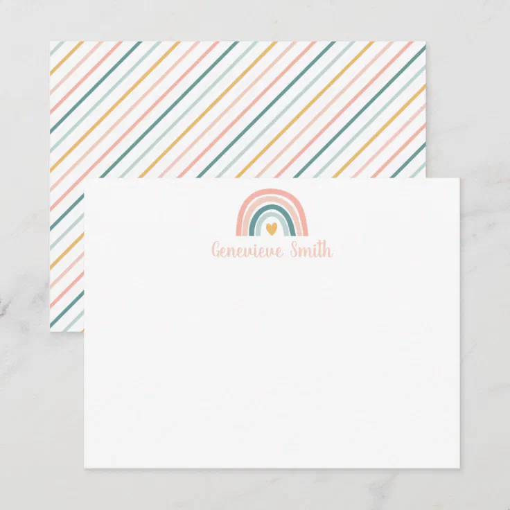 Boho Rainbow Stationery Note Card | Zazzle