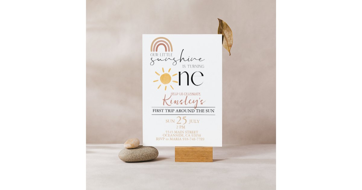 Boho Rainbow Sunshine Birthday Invitation | Zazzle