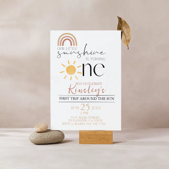Boho Rainbow Sunshine Birthday Invitation | Zazzle
