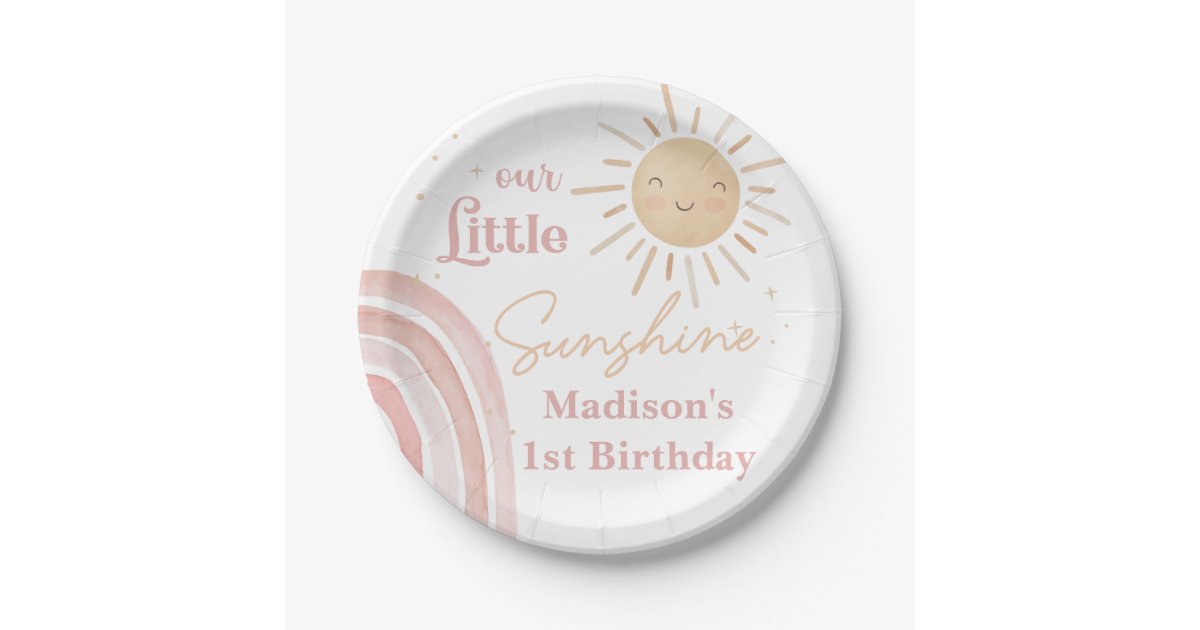 Boho Rainbow Sunshine Birthday Party Paper Plates | Zazzle