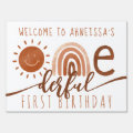 Boho Rainbow Sunshine Onederful Welcome Birthday Sign | Zazzle
