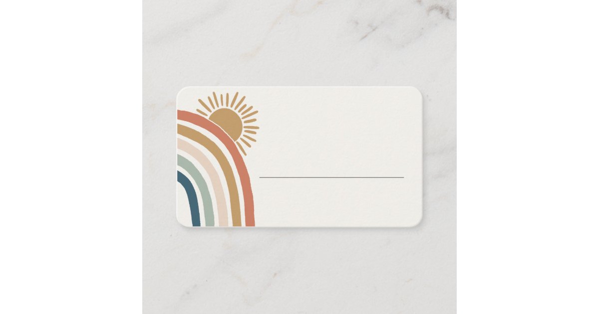 boho rainbow sunshine place card | Zazzle