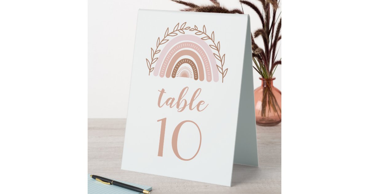 Boho Rainbow Table Numbers Table Tent Sign | Zazzle