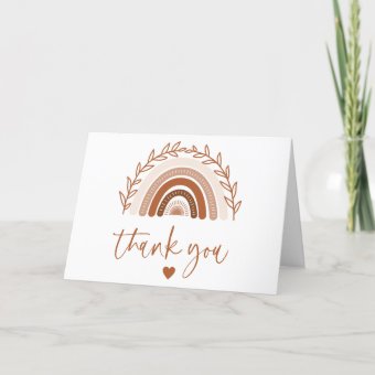 Boho Rainbow Thank You, Earthy Terracotta Tones Thank You Card | Zazzle