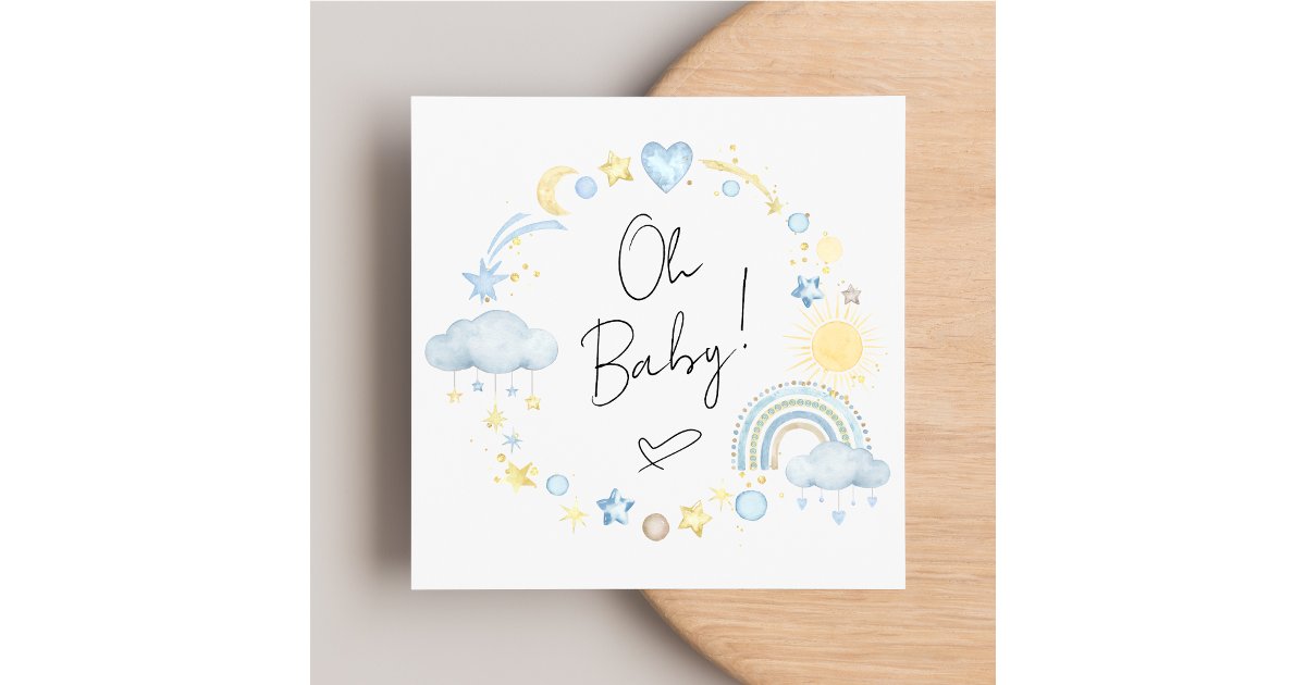 Boho Rainbow Watercolor Baby Boy Shower Invitation | Zazzle