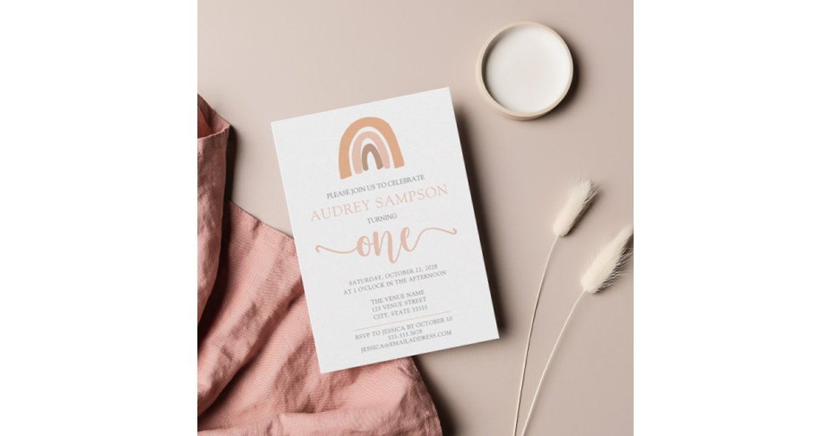 Boho Rainbow Watercolor Girl First Birthday Invitation | Zazzle