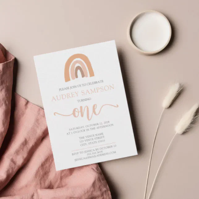 Boho Rainbow Watercolor Girl First Birthday Invitation | Zazzle