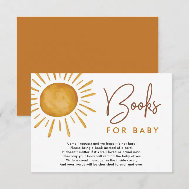 Boho Ray of Sunshine Books for Baby Enclosure Card | Zazzle