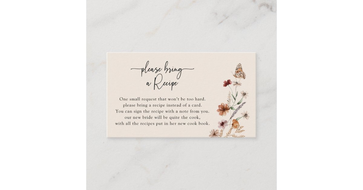 Boho Recipe Request Card | Zazzle
