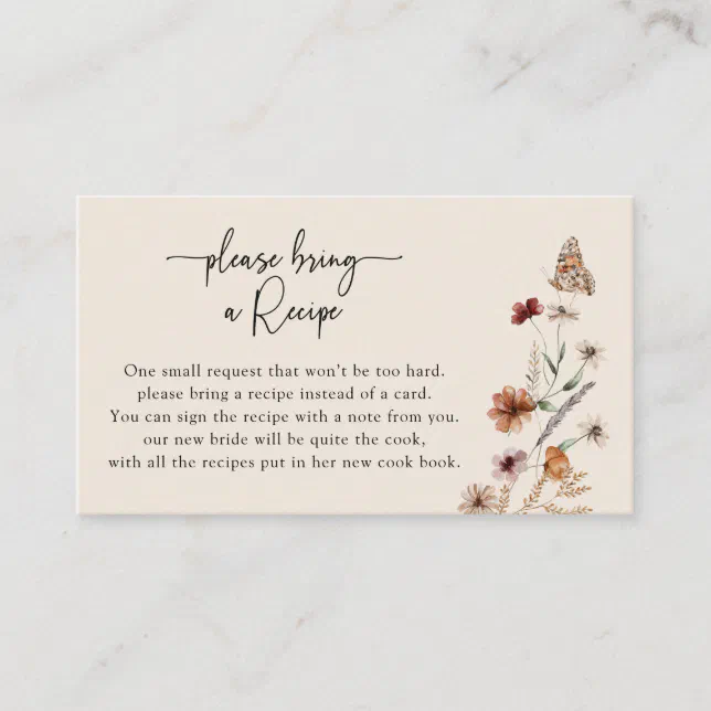 Boho Recipe Request Card | Zazzle