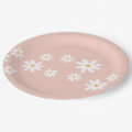 Boho Retro Blush Pink Daisy Floral Paper Plates | Zazzle