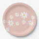 Boho Retro Blush Pink Daisy Floral Paper Plates | Zazzle