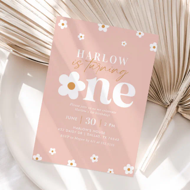 Boho Retro Daisy 1st Birthday Invitation | Zazzle