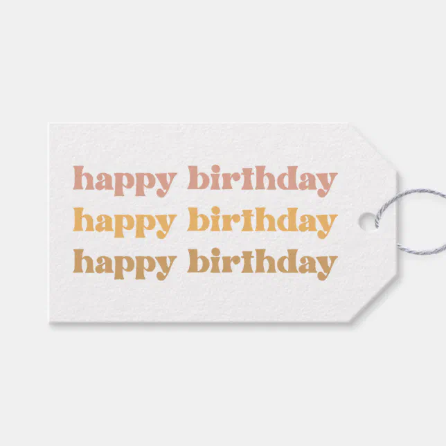 Boho Retro Happy Birthday Gift Tag | Zazzle