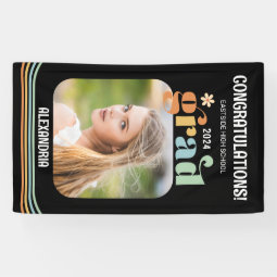Boho Retro Photo Congratulations Graduate Banner | Zazzle
